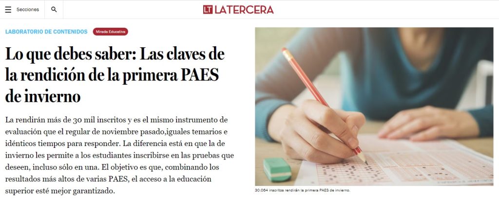 La Tercera | UNAB | Claves de la rendición de la PAES de invierno